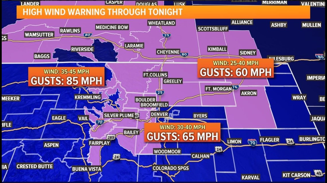 High wind warnings, winter weather advisories for mountains | 9news.com