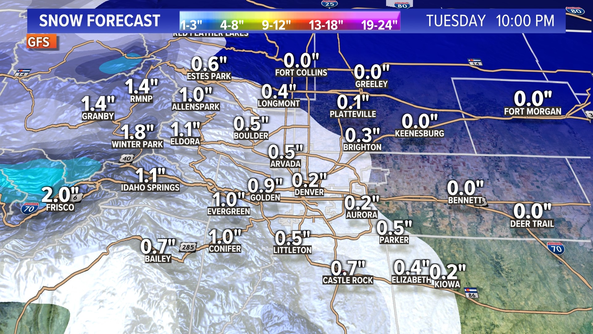 Snow falls in Denver, Colorado mountains; Cold temps stick around ...