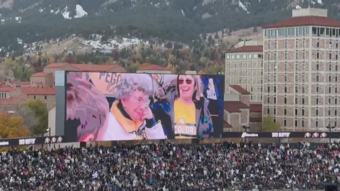CU Buffs superfan Peggy turns 100: Crowd sings 'Happy Birthday' during ...