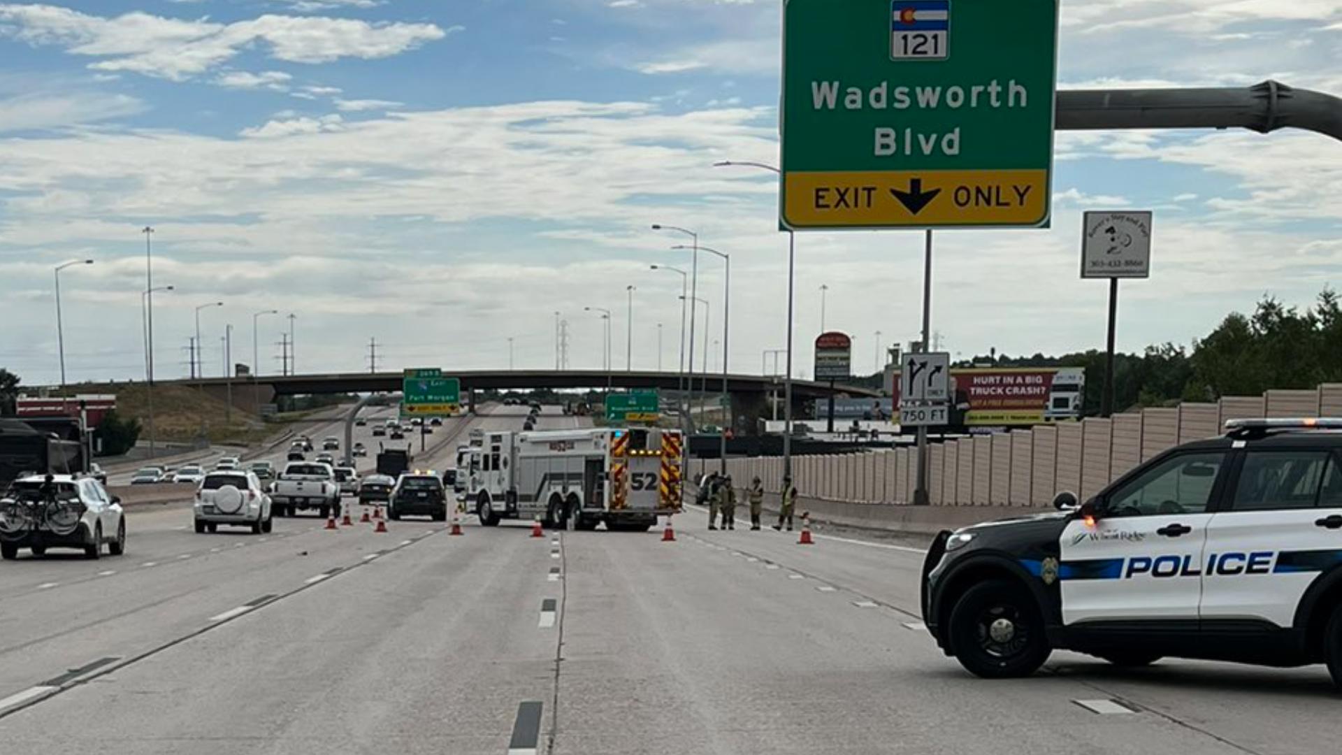Motorcycle crash closes multiple I-70 lanes in Wheat Ridge | 9news.com