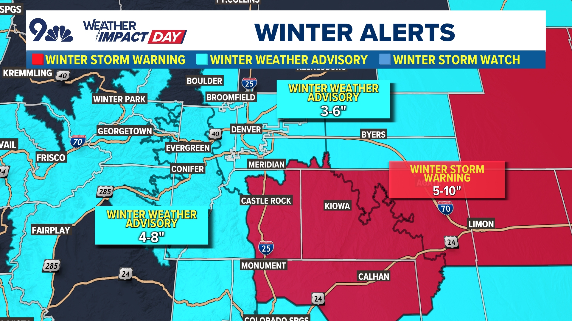 Heavy snow falls in Colorado, more snow in Denver forecast | 9news.com