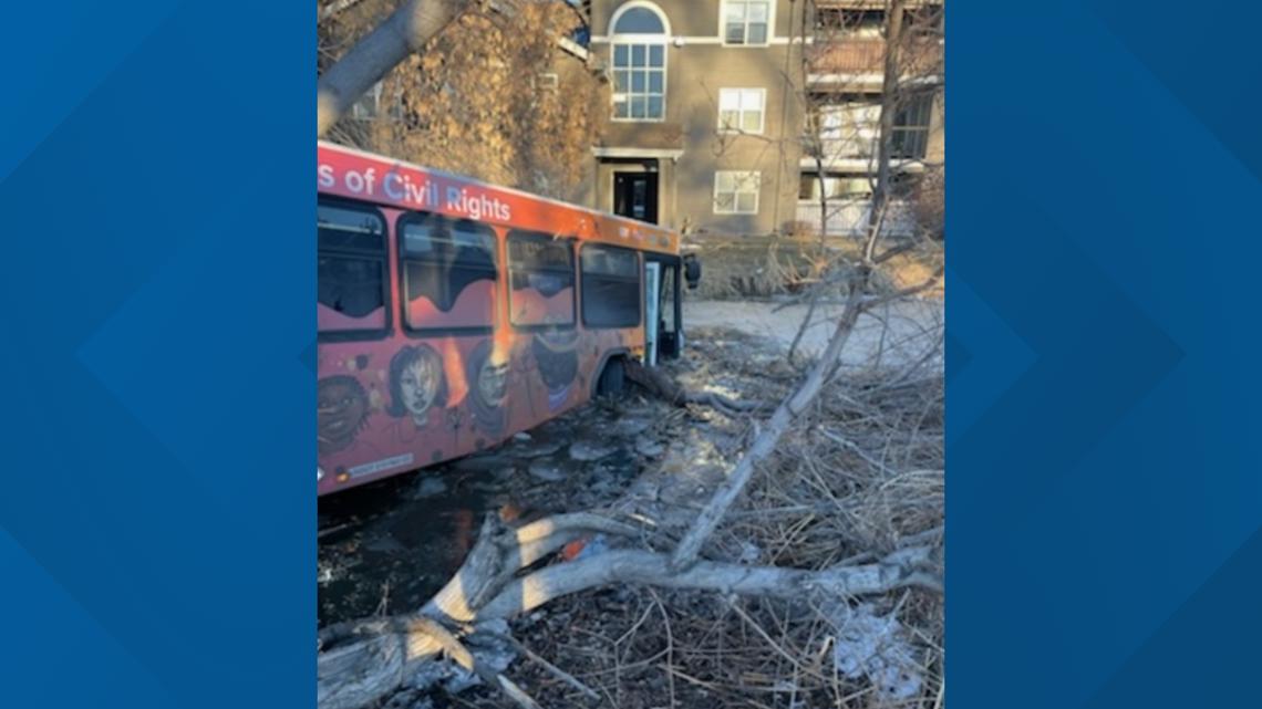 RTD bus ends up in pond after crash | 9news.com