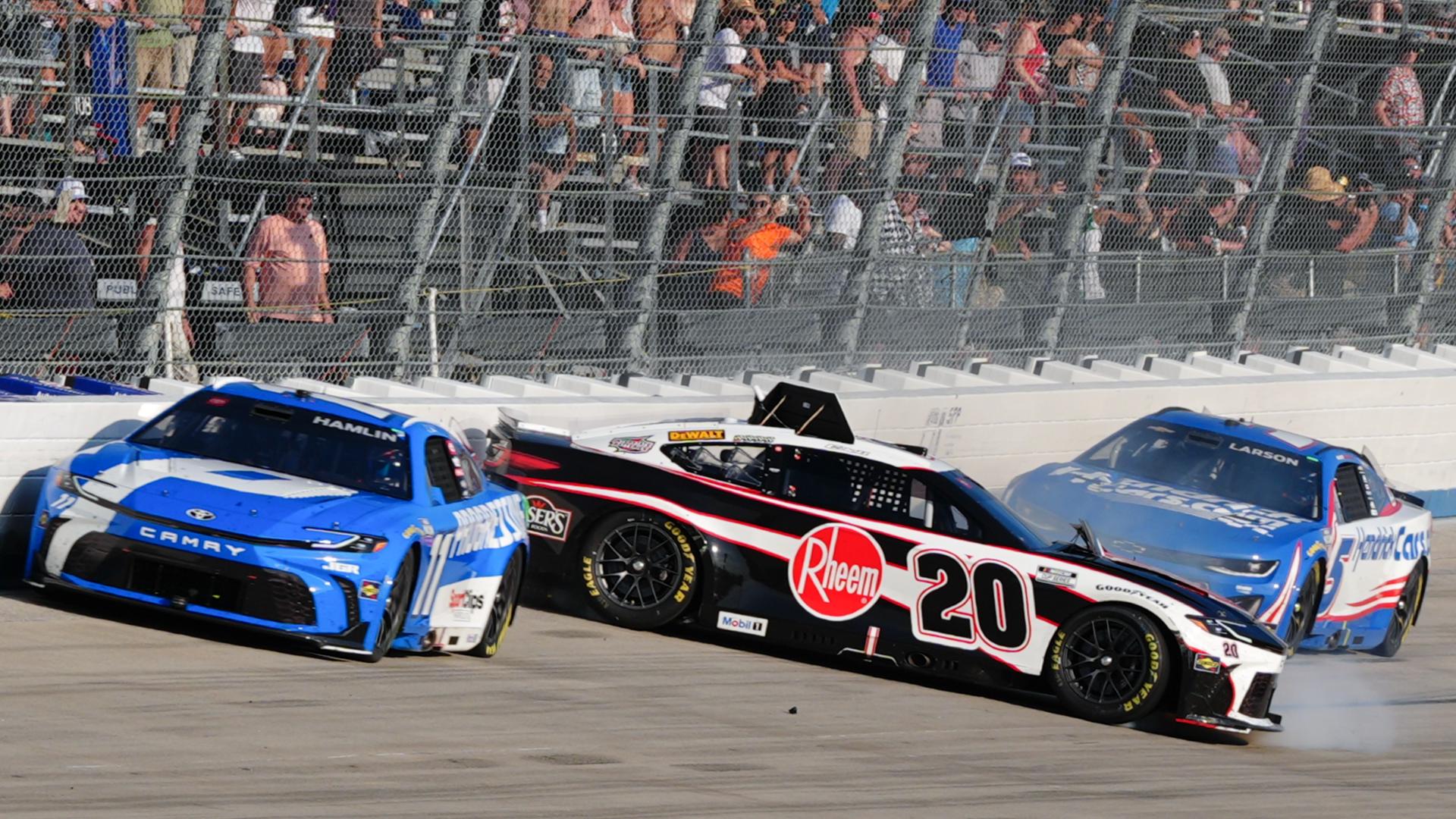 NASCAR: Denny Hamlin wins Dover amid rain delays and overtime restarts ...