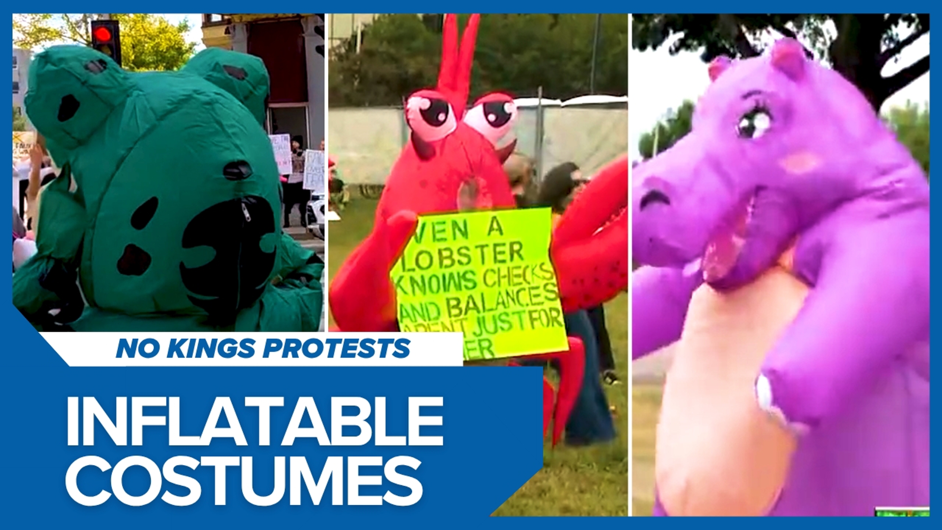 Why do people wear inflatable costumes to 'No Kings' protests? | 9news.com
