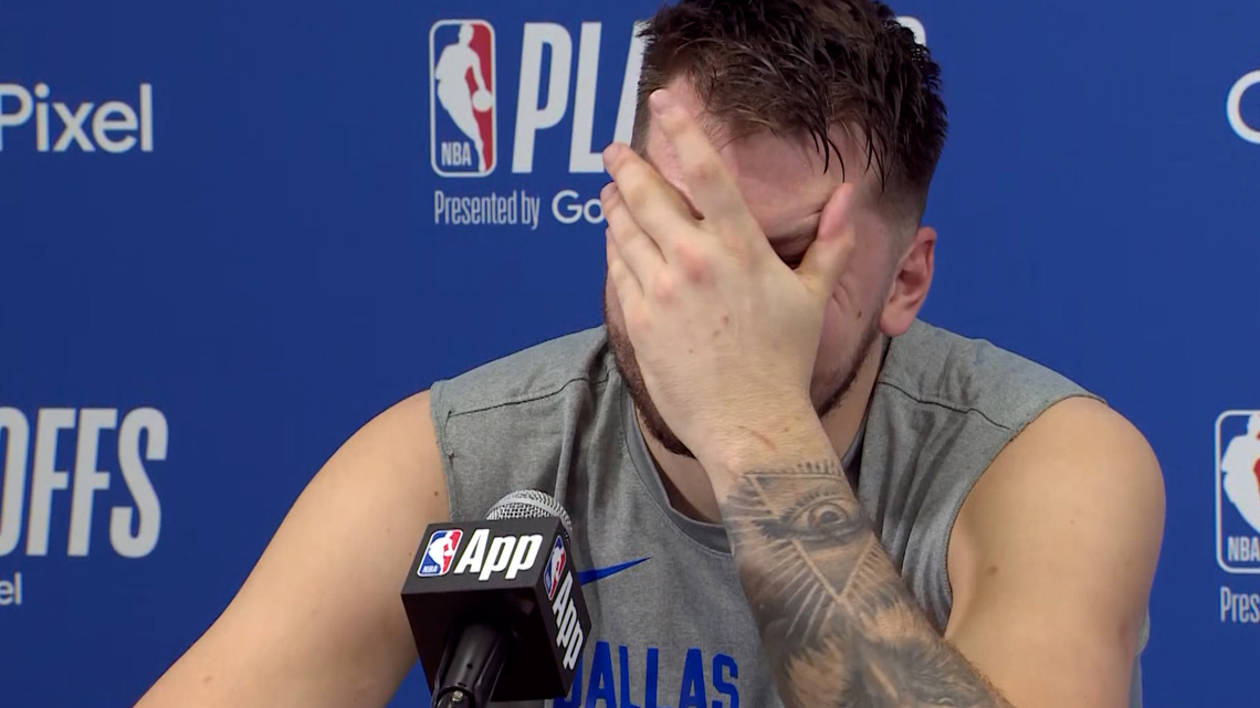 Luka Doncic press conference interrupted by awkward noises: Video ...