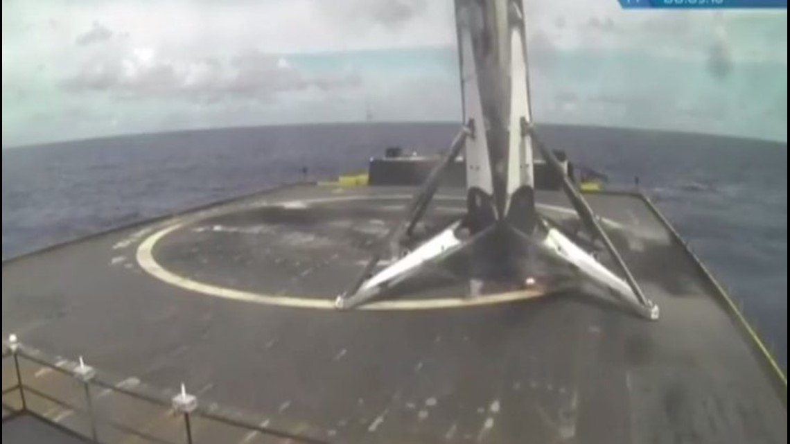SpaceX rocket safelty lands on barge after launch | 9news.com