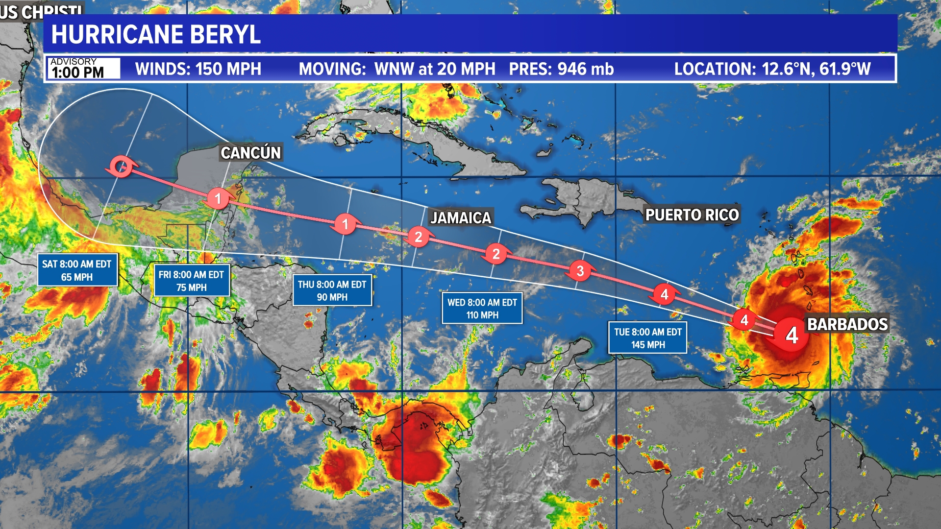 Hurricane Beryl becomes first hurricane of 2024 season | 9news.com