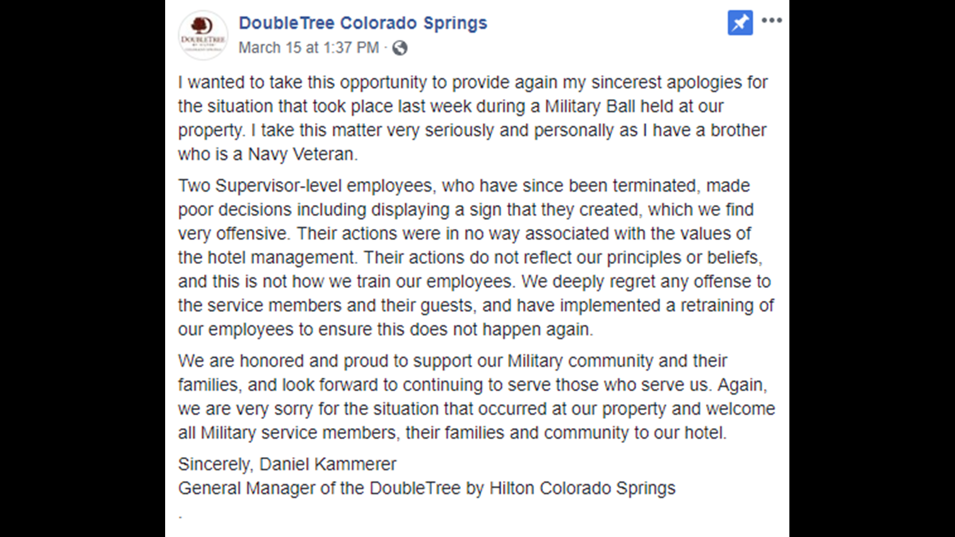 Verify: Did DoubleTree deny service to military members? | 9news.com